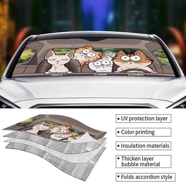 Cat's Trip - Cat Personalized Custom Auto Windshield Sunshade, Car Win ...