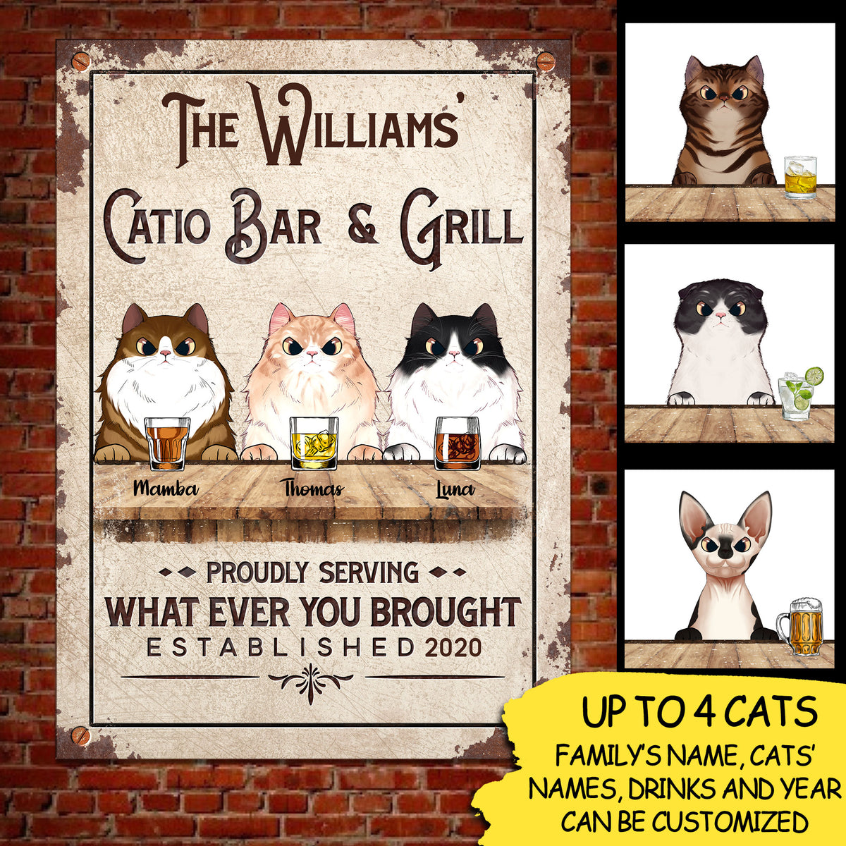 Catio Bar & Grill - Funny Personalized Cat Metal Sign - PawfectHouse™